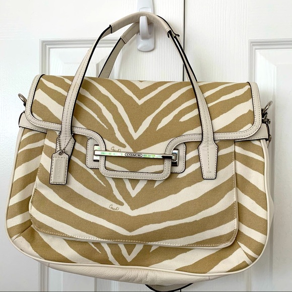Coach | Bags | Coach Taylor Zebra Animal Print Marlin Flap Satchel ...